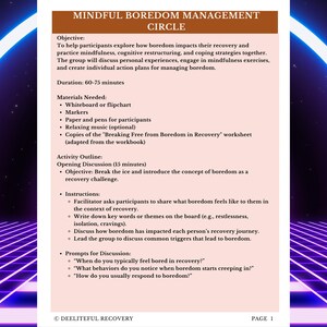 Addiction Recovery Group Activity: Breaking Free From Boredom (PDF ...