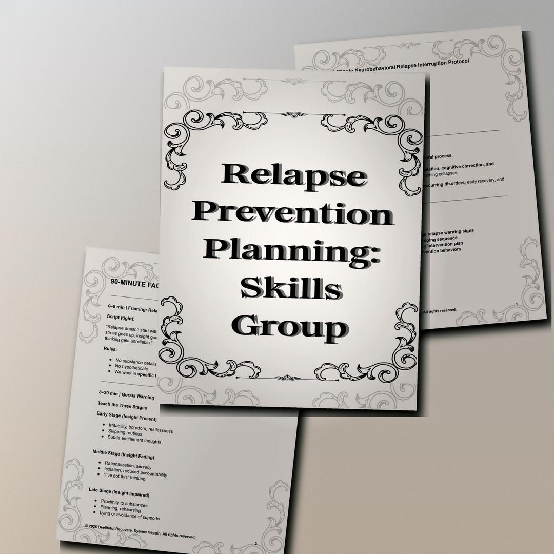 Relapse Prevention Planning Group Therapy Activity + Facilitator Guide ...