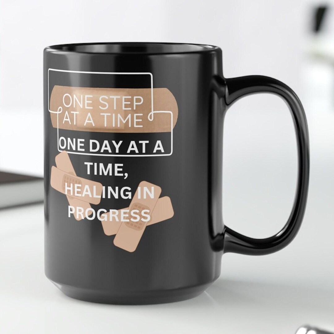 Addiction Recovery One Step at a Time AA/NA 15oz Black Coffee Mug ...
