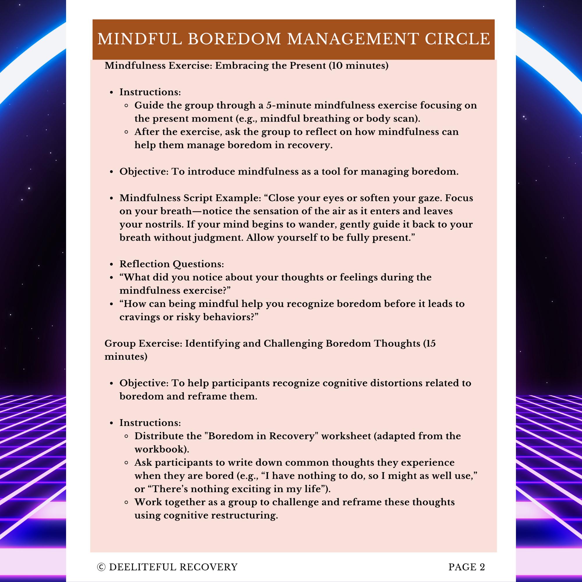 Addiction Recovery Group Activity: Breaking Free From Boredom (PDF ...