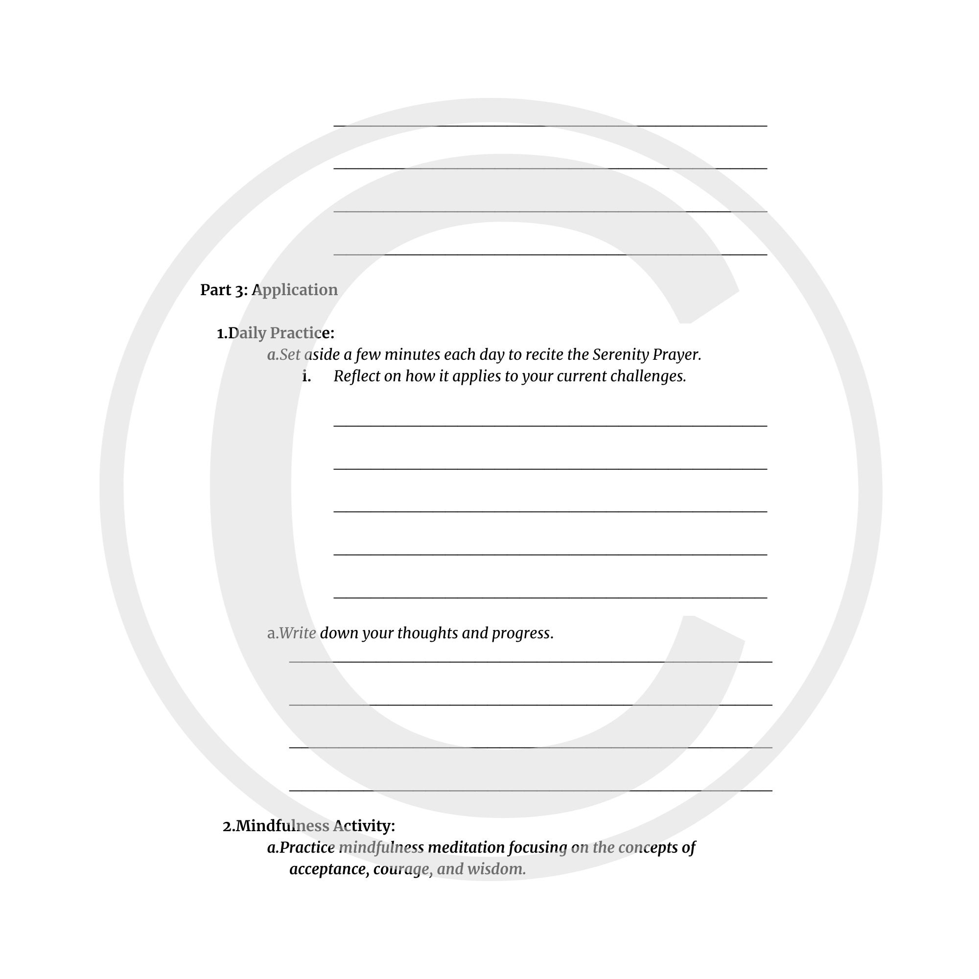 Serenity Prayer Recovery Workbook: Guided Exercises (digital Download ...