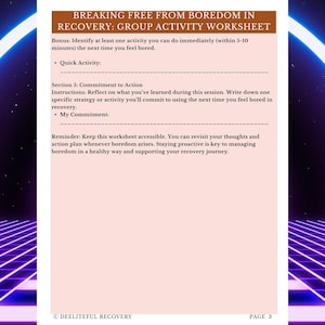 Addiction Recovery Group Activity: Breaking Free From Boredom (PDF ...