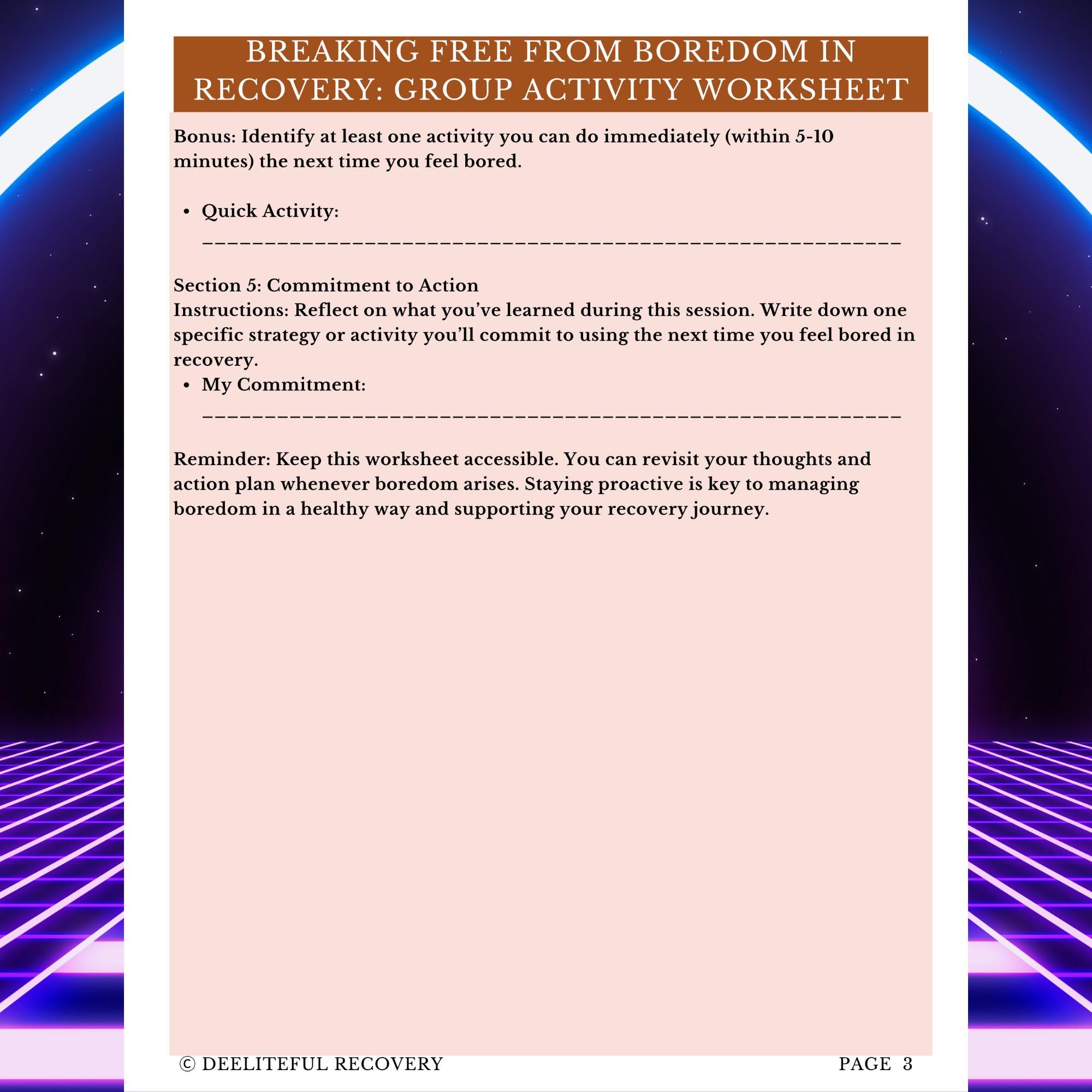 Addiction Recovery Group Activity: Breaking Free From Boredom (PDF ...