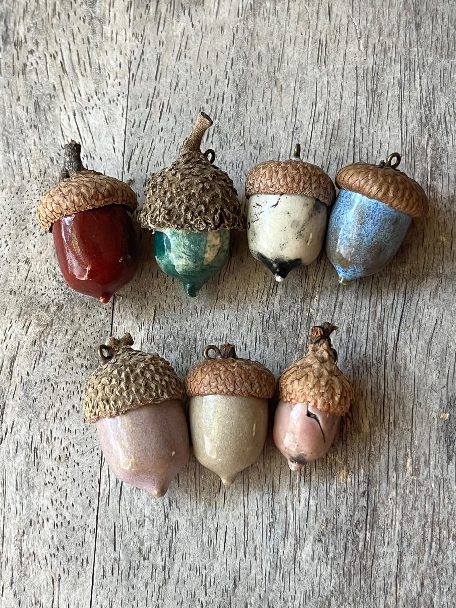 Handmade Ceramic Acorns: Real Oak Cap Charm - Pagan Altar Decor - Etsy