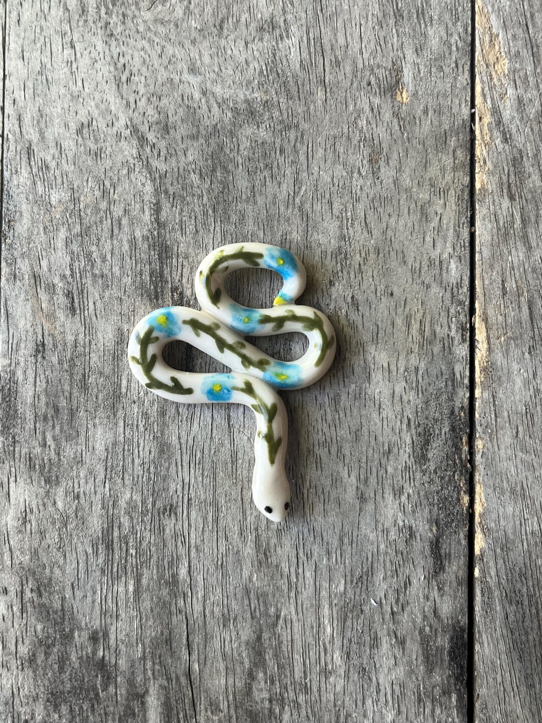 Porcelain Floral Good Luck Snake - Etsy