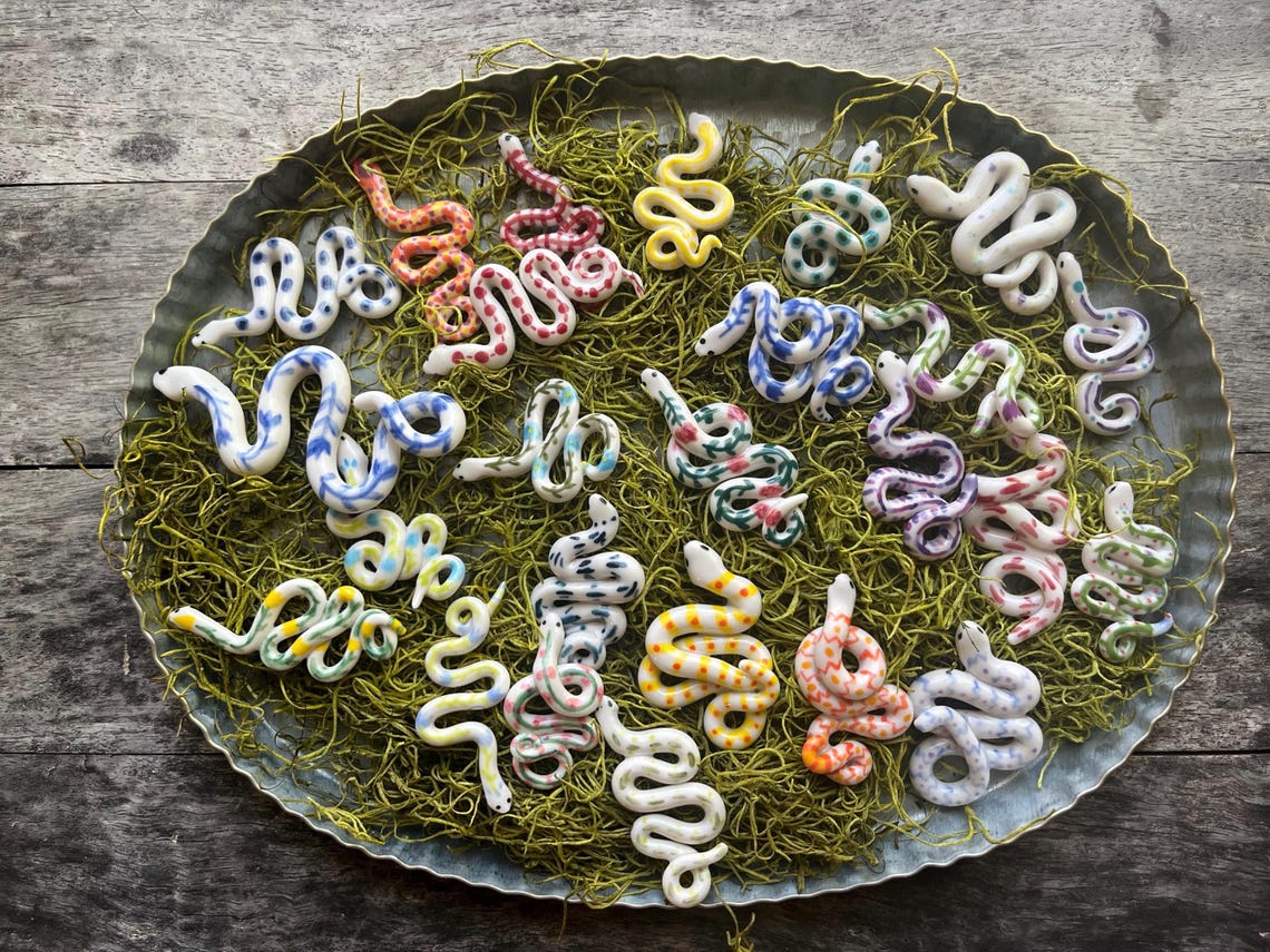 Porcelain Good Luck Snake - Etsy