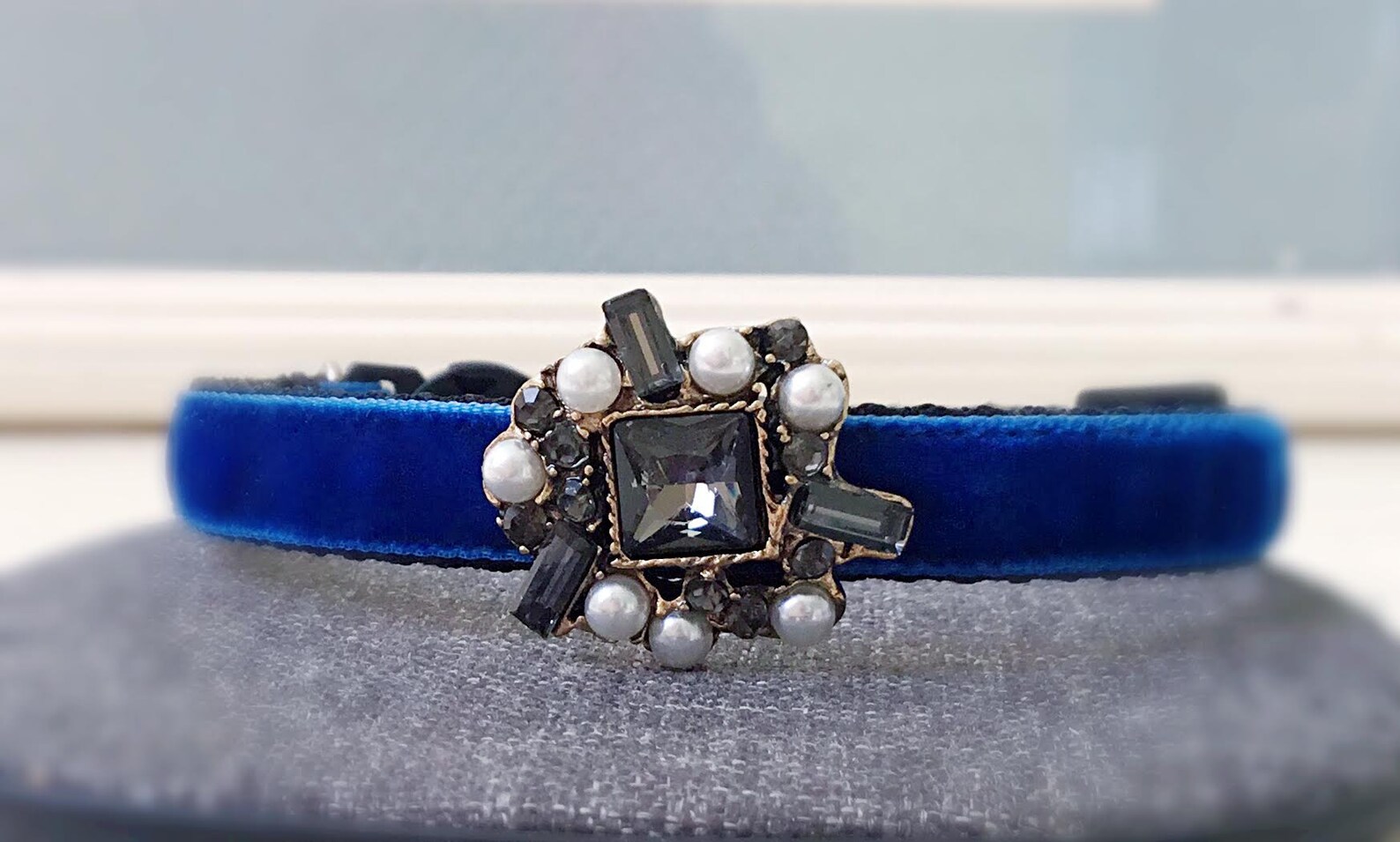 Luxury Cat Collar Rhinestone Cat Collarroyal Blue Velvet Cat - Etsy