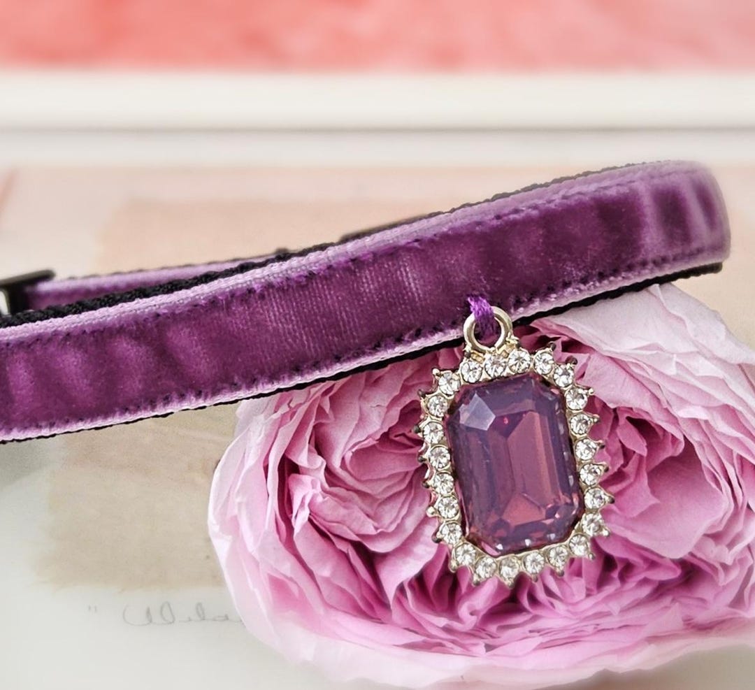 Lavender Rhinestone Cat Collar.purple Tiny Dog Collar,small Dog Collar ...