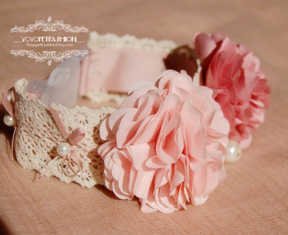 Original Design Soft Pink With Vintage Pink Flower Collar for - Etsy