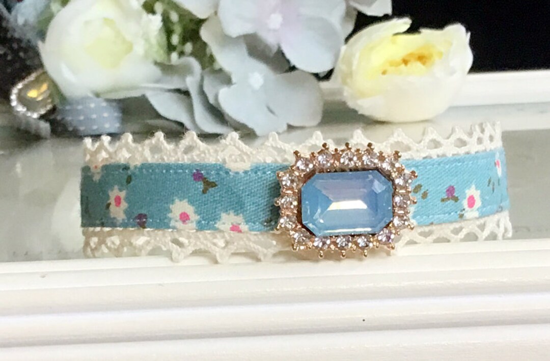 Cute Lace Cat Collar,cat Gift.wedding Cat Collar,blue Tiny Dog Collar ...