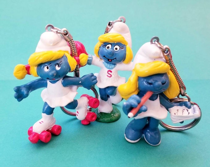 Vintage SMURFS Smurfette PVC Figure Keychain Lot - Cheerleader ...