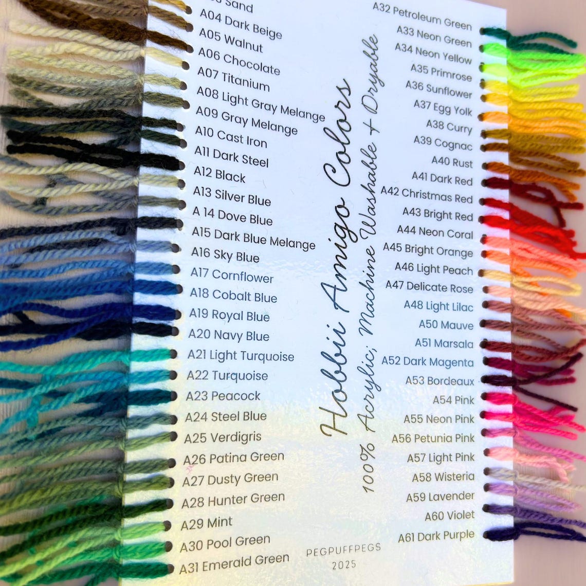Hobbii Amigo Yarn Color Chart: Laminated Swatch Card- All Colors - Etsy