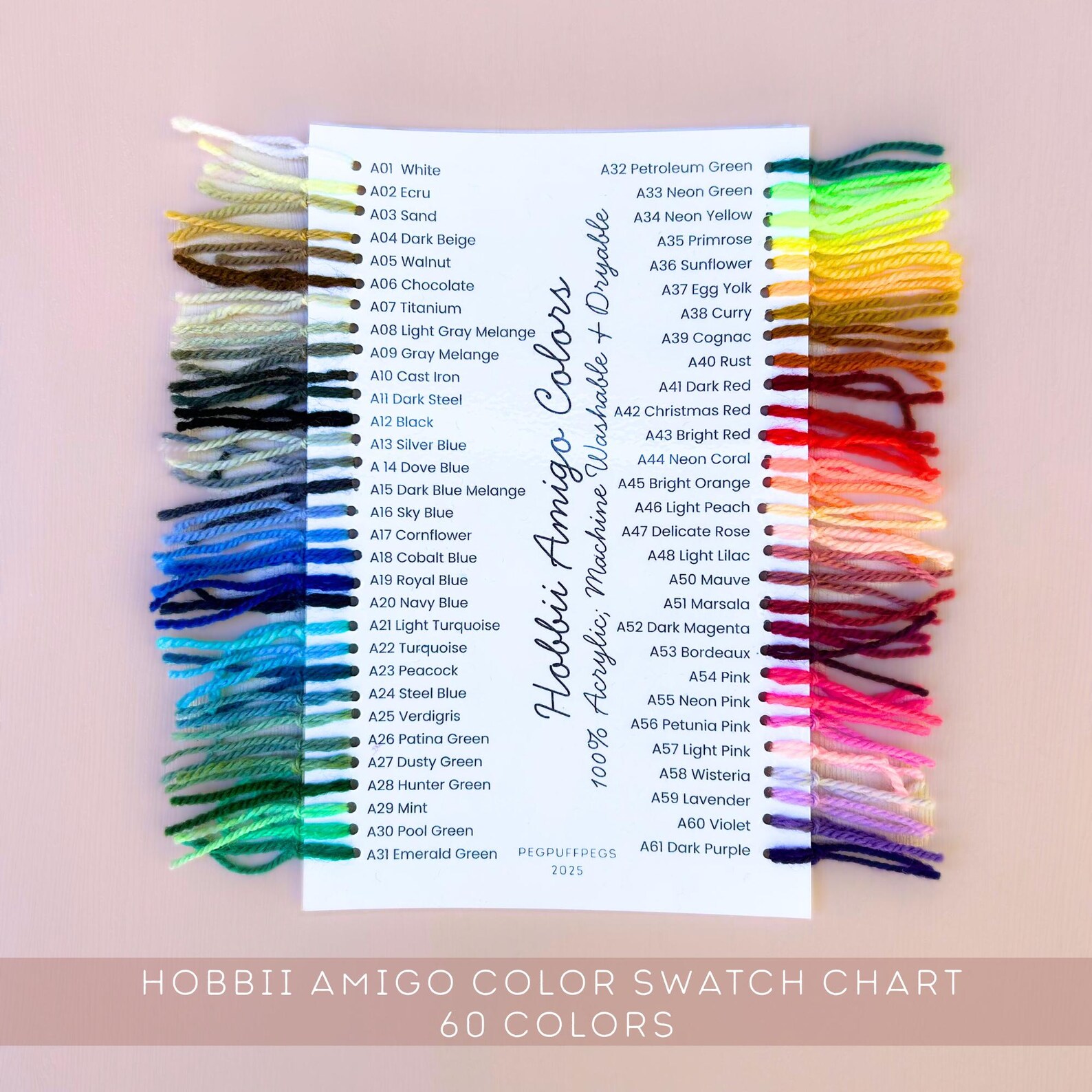 Hobbii Amigo Yarn Color Chart: Laminated Swatch Card - Etsy