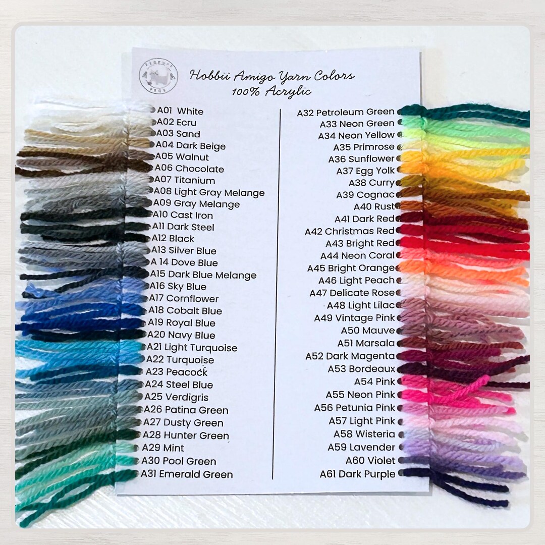 Color Chart- Hobbii Amigo Yarn Complete Set Samples, Crochet Knitting ...