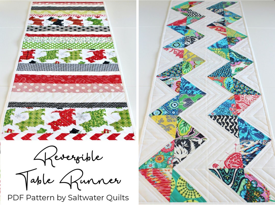 Reversible Table Runner, Fall and Winter Decor, Instant Download PDF Pattern, Holiday Table ...