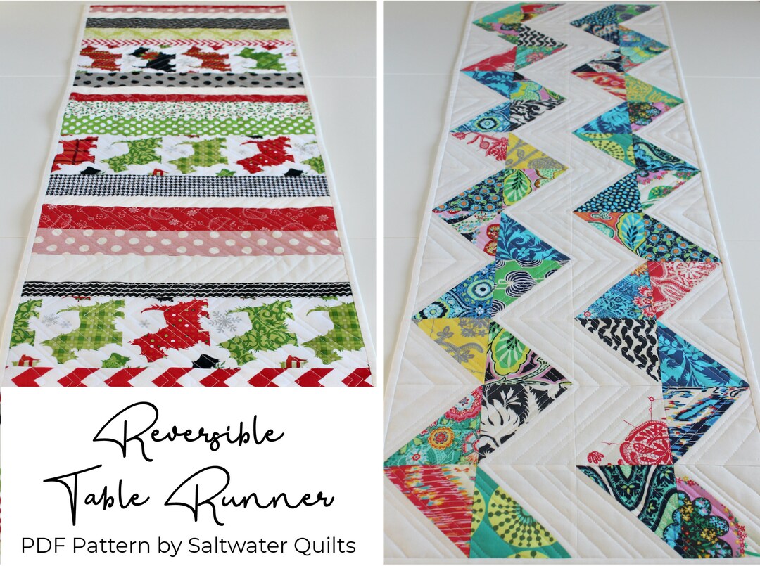 PDF Table Runner Pattern, Quilted Table Runner, Reversible, Fall and ...