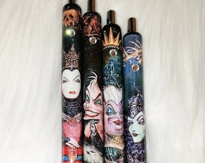 Evil Villain Pens With Swarovski Crystal maleficent ursula - Etsy