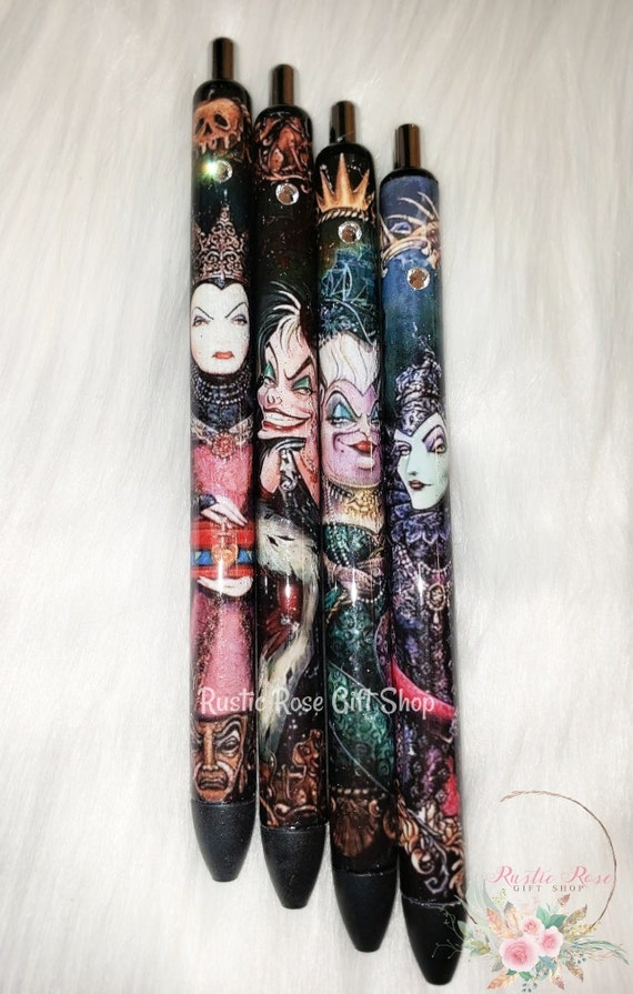 Evil Villain Pens With Swarovski Crystal maleficent ursula - Etsy