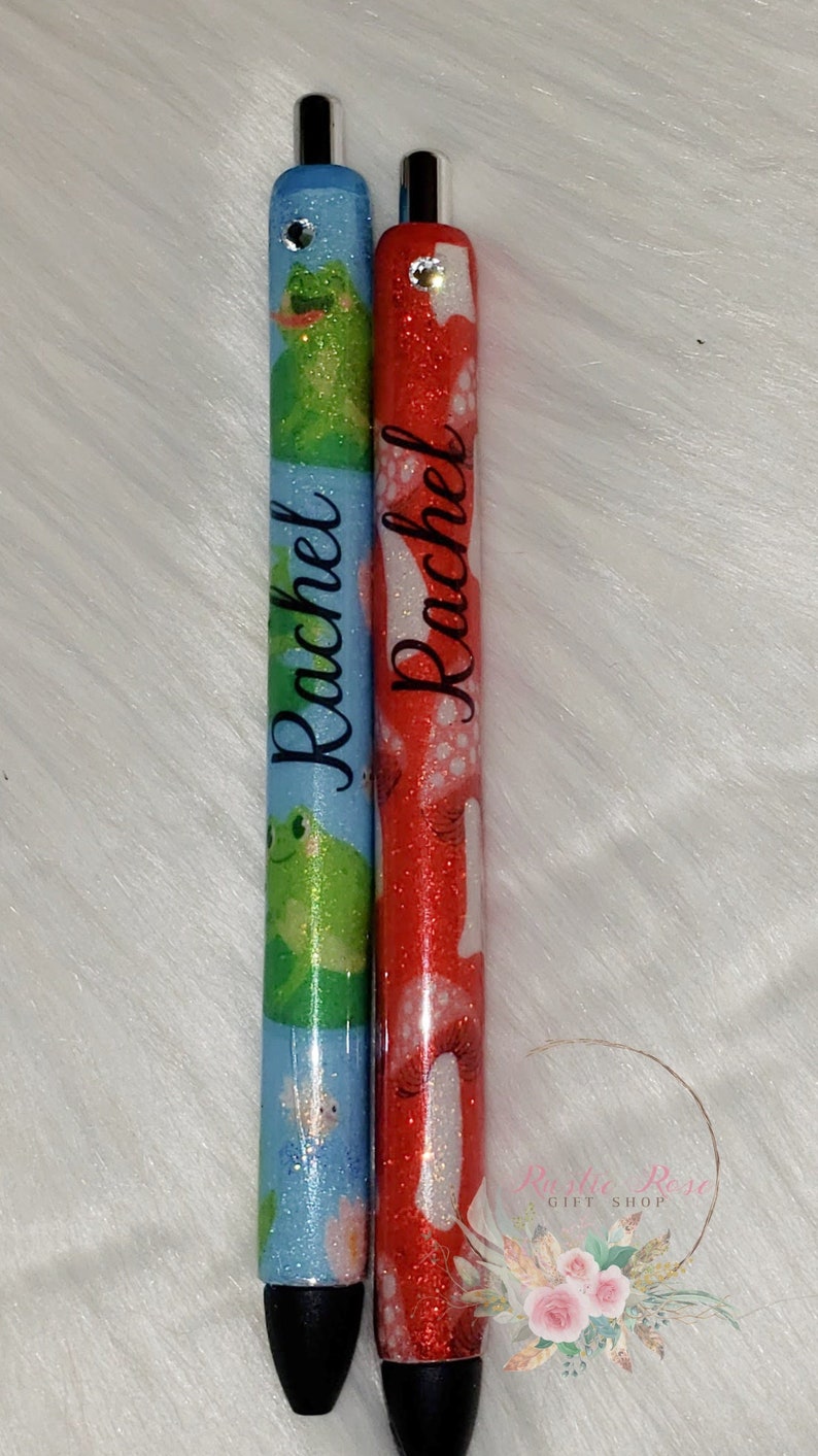 Epoxy Frog or Mushroom Pens With Swarovski Crystal. frog - Etsy