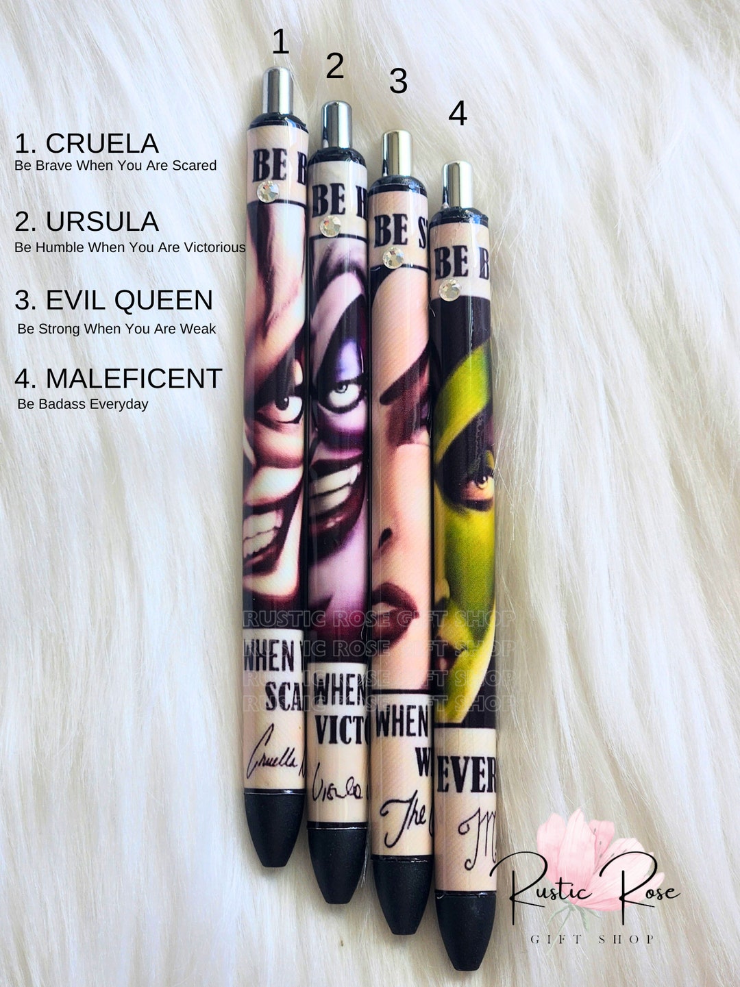 Evil Villain Pens W/ Sayings & Crystal #maleficent #ursula #cruela # ...
