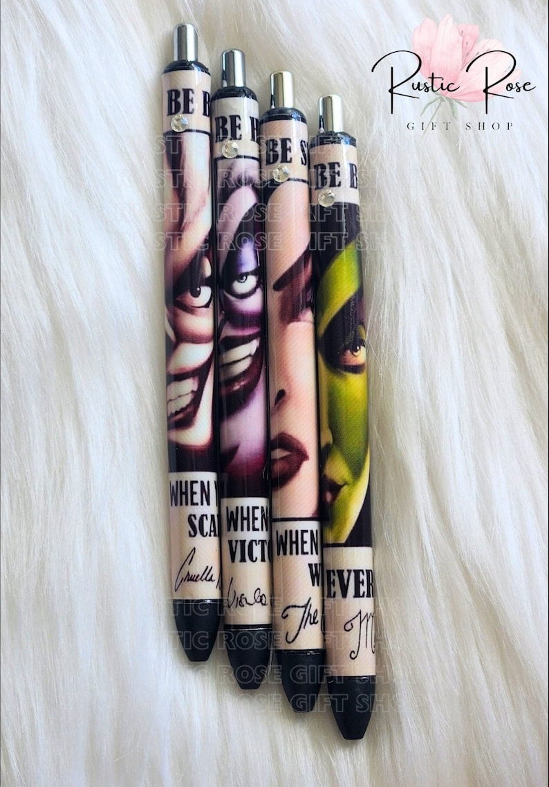 Evil Villain Pens W/ Sayings & Crystal #maleficent #ursula #cruela # ...