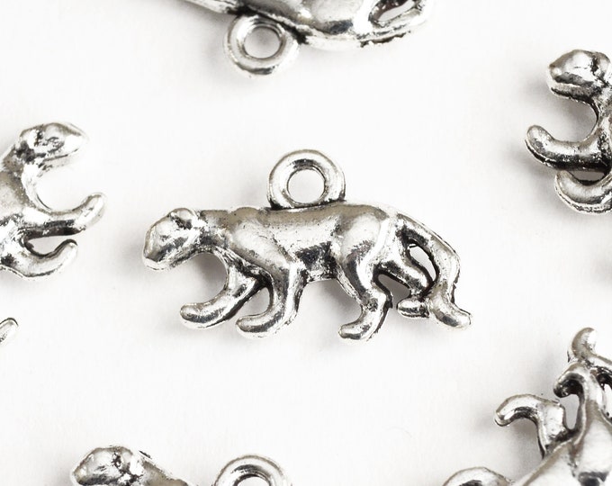 10 Big Cat Charms, Silver Toned Stalking Panther Charm, 11x18mm (740 ...