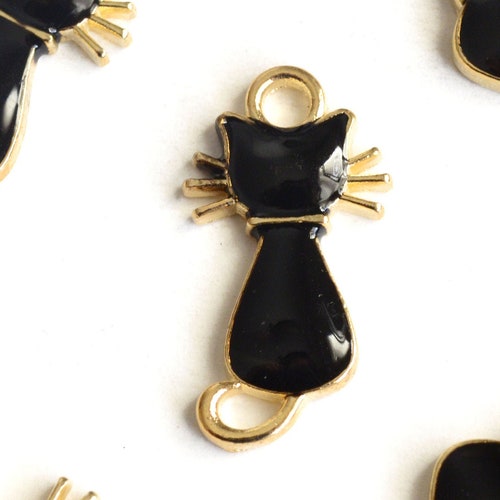 5 Black Cat Charms SC4146 - Etsy