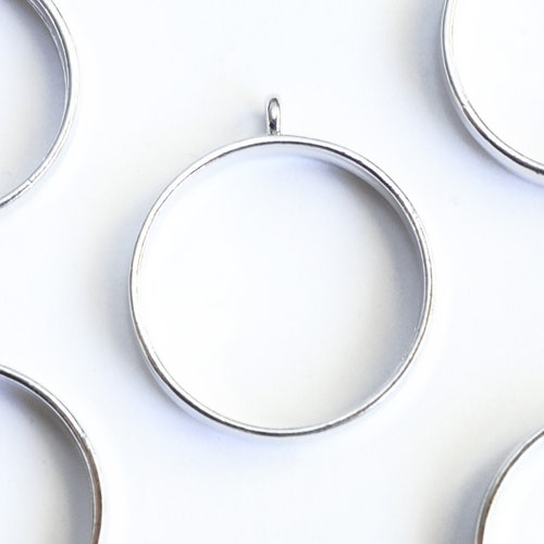 Round Open Bezel Pendant Shiny Silver Frame Pendant 28mm 4 - Etsy