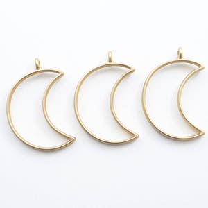 Gold Moon Charms, Open Back Bezels, Large Shiny Gold Toned Pendants 4 ...