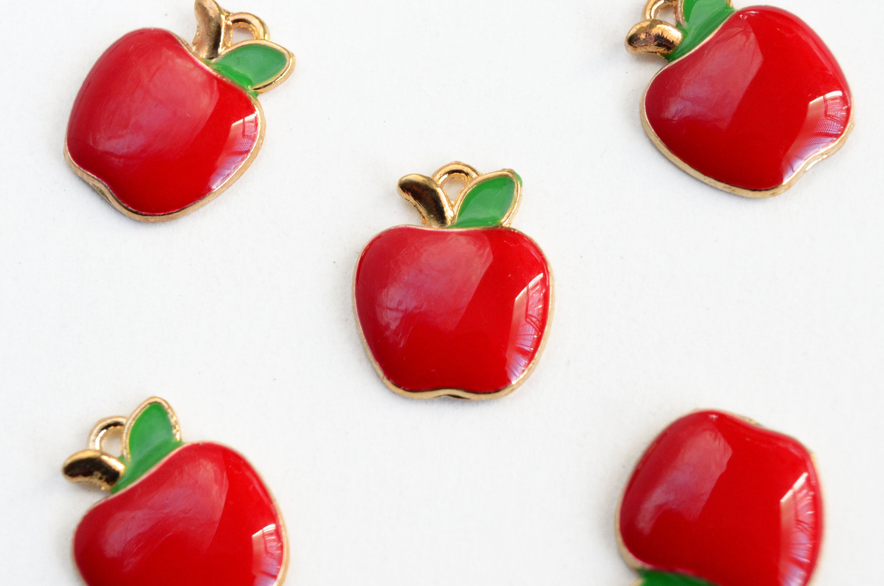 Red Apple Charms Enamel Gold Toned Metal 15mm X 11mm 5 - Etsy Australia
