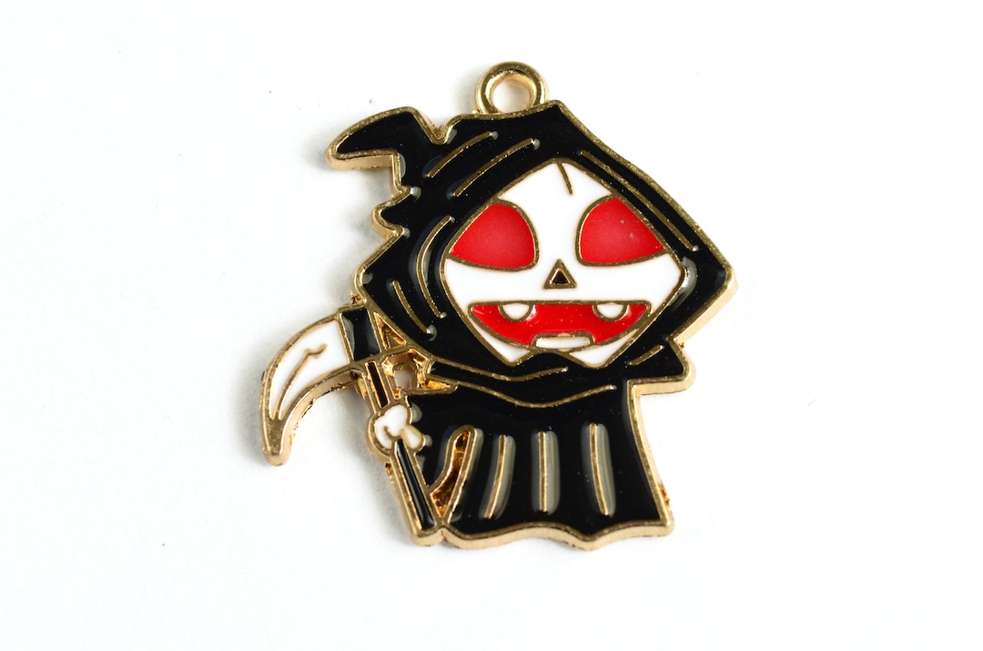 4 Grim Reaper Charms Skeleton Cape Enamel Pendant 28x25mm - Etsy