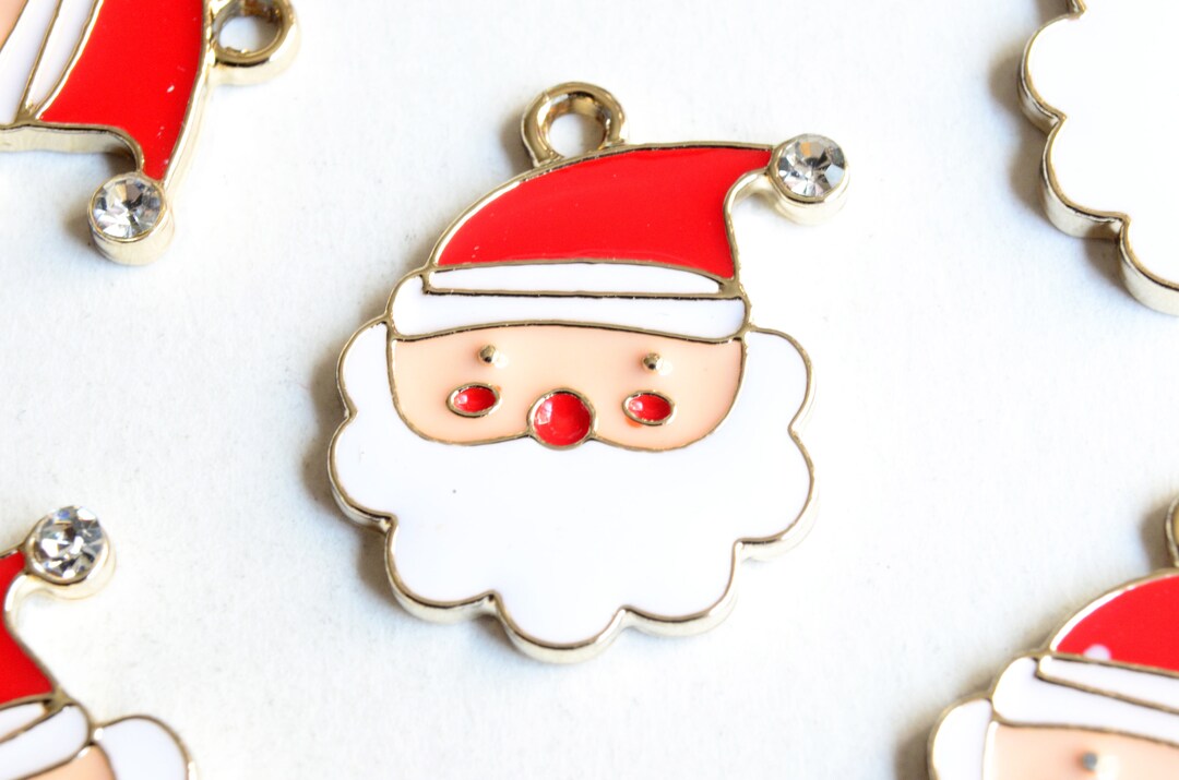 Santa Charms, Rhinestone Accent, Gold Toned, 21mm X 17mm, 4 Pieces (888 ...