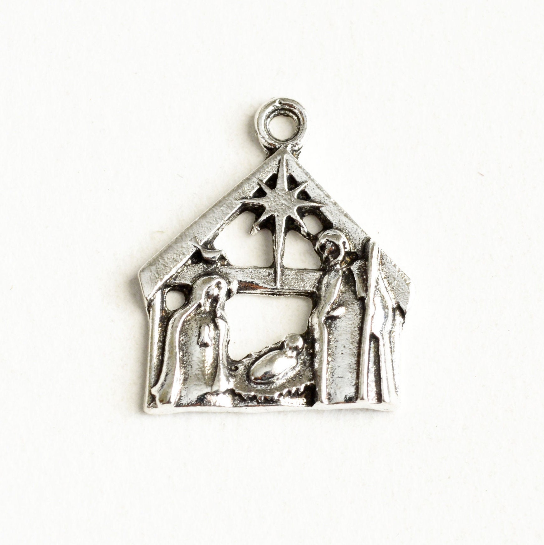 Nativity Charm, Silver Tone Christmas Pendants, 20mm X 17mm - 5 or 25 ...