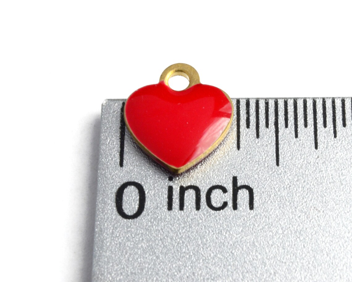 Red Heart Charm, Enamel Raw Brass, 10mm X 9mm - 6 Pieces (1278) - Etsy