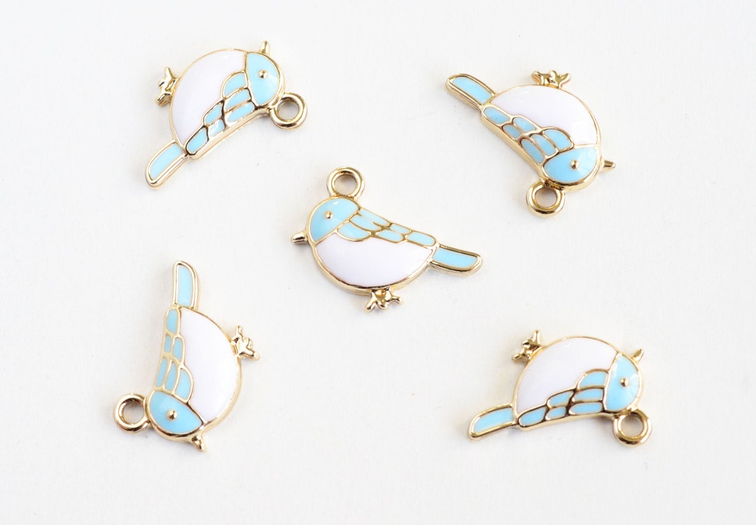 Blue Bird Charm, Enamel Gold Toned, 19mm X 15mm 5 Pieces 1042 - Etsy