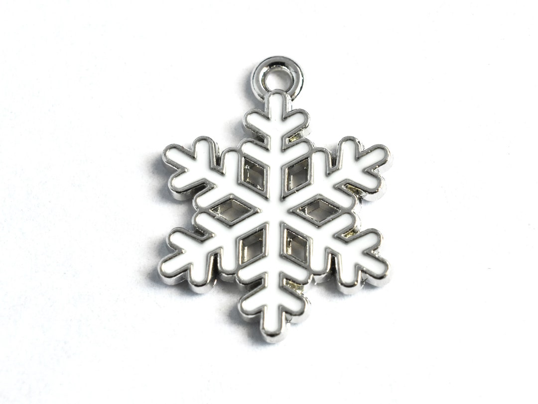 4 White Snowflake Charm, Antique Silver Tone, 25mm X 19mm 885 - Etsy