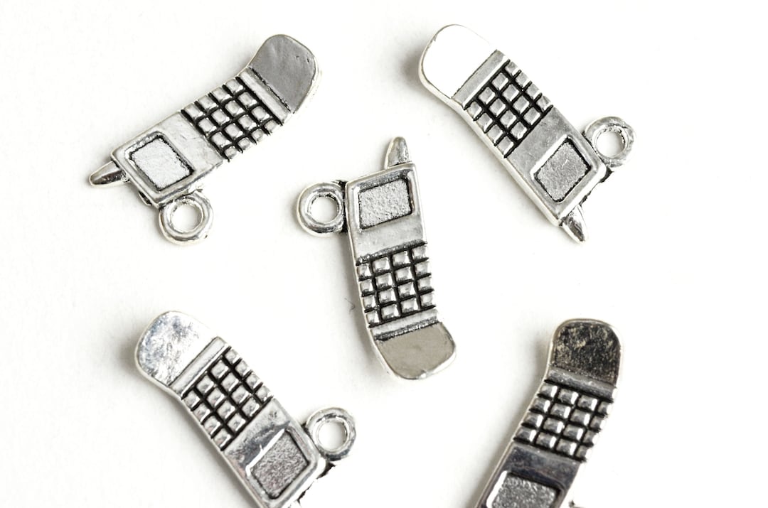 Flip Phone Charms, Cell Phone Pendants, Silver Tone 19mm X 6mm - 10 ...