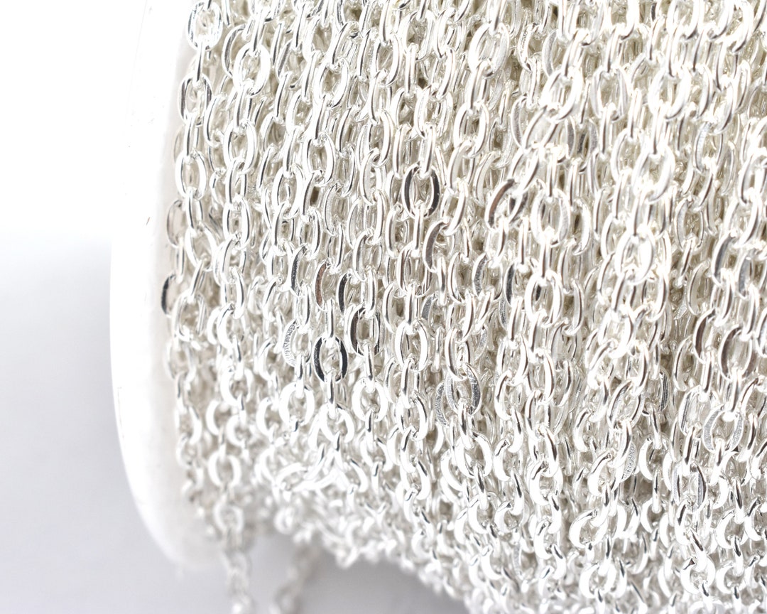 Silver Tone Chain, 4x3mm Links - 12 Feet (CH002) - Etsy