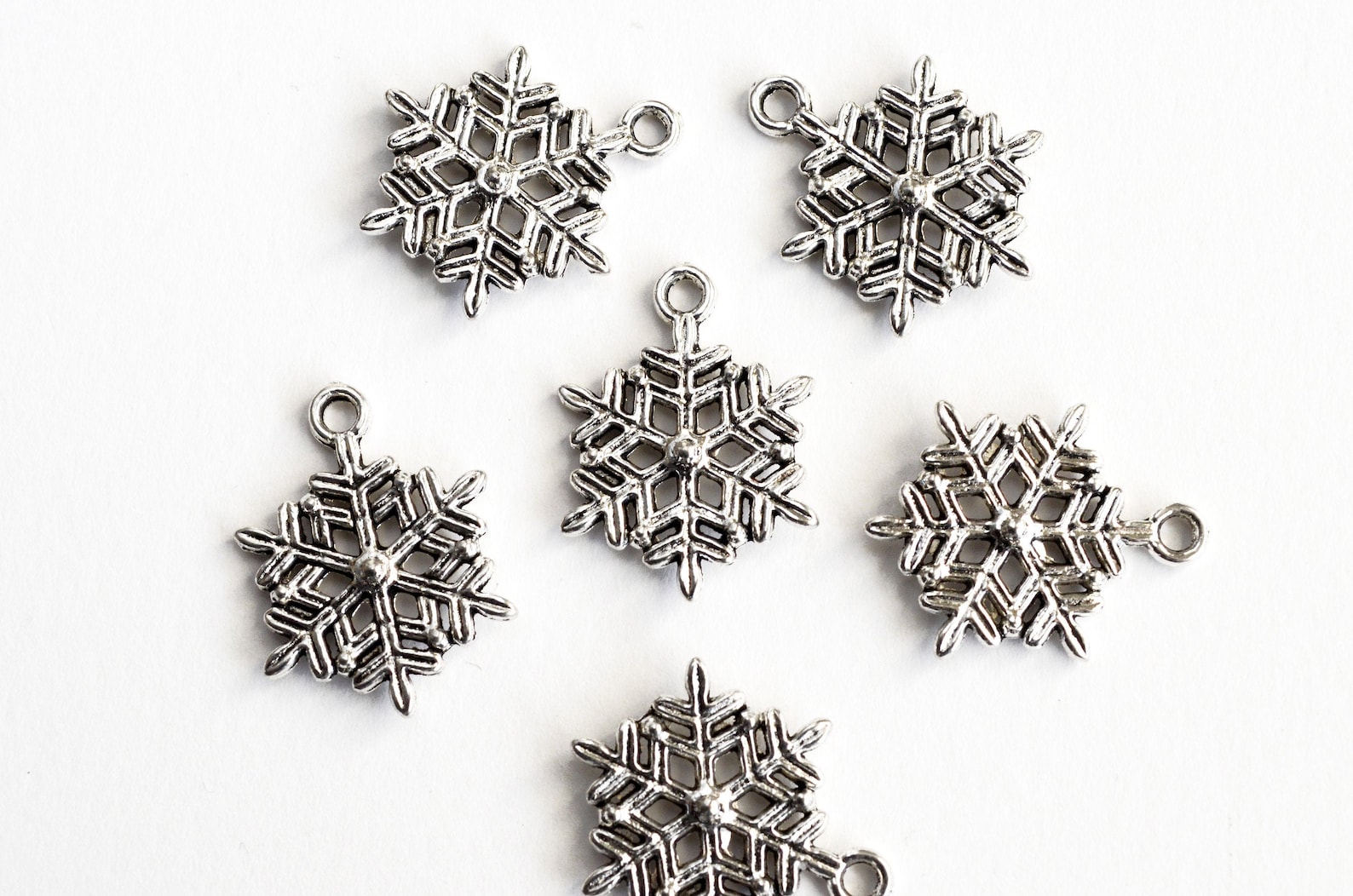 Snowflake Charm Antique Silver Plated Snow Pendant 23mm X - Etsy