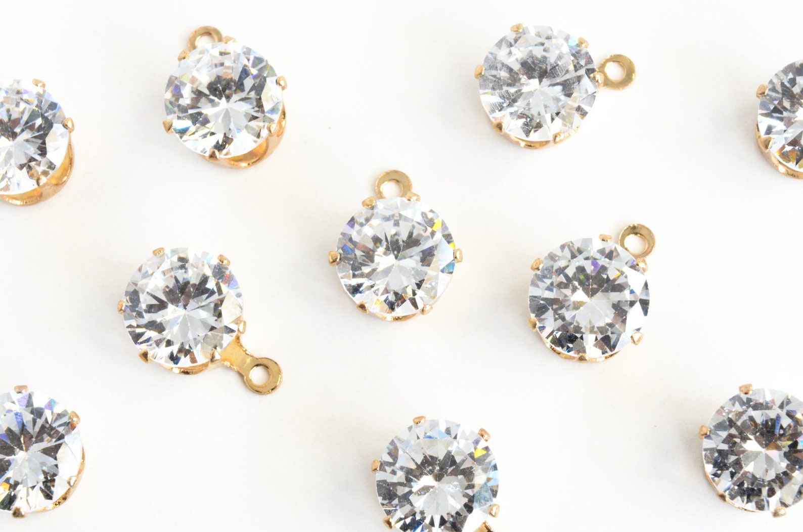 Solitaire CZ Charms Gold Cubic Zirconia Charms Faux Diamond - Etsy