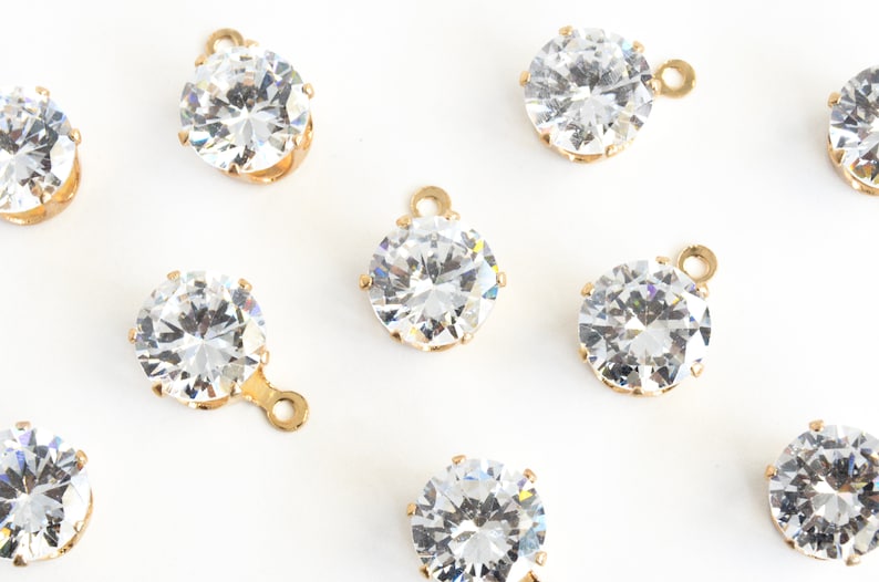 Solitaire CZ Charms Gold Cubic Zirconia Charms Faux Diamond - Etsy
