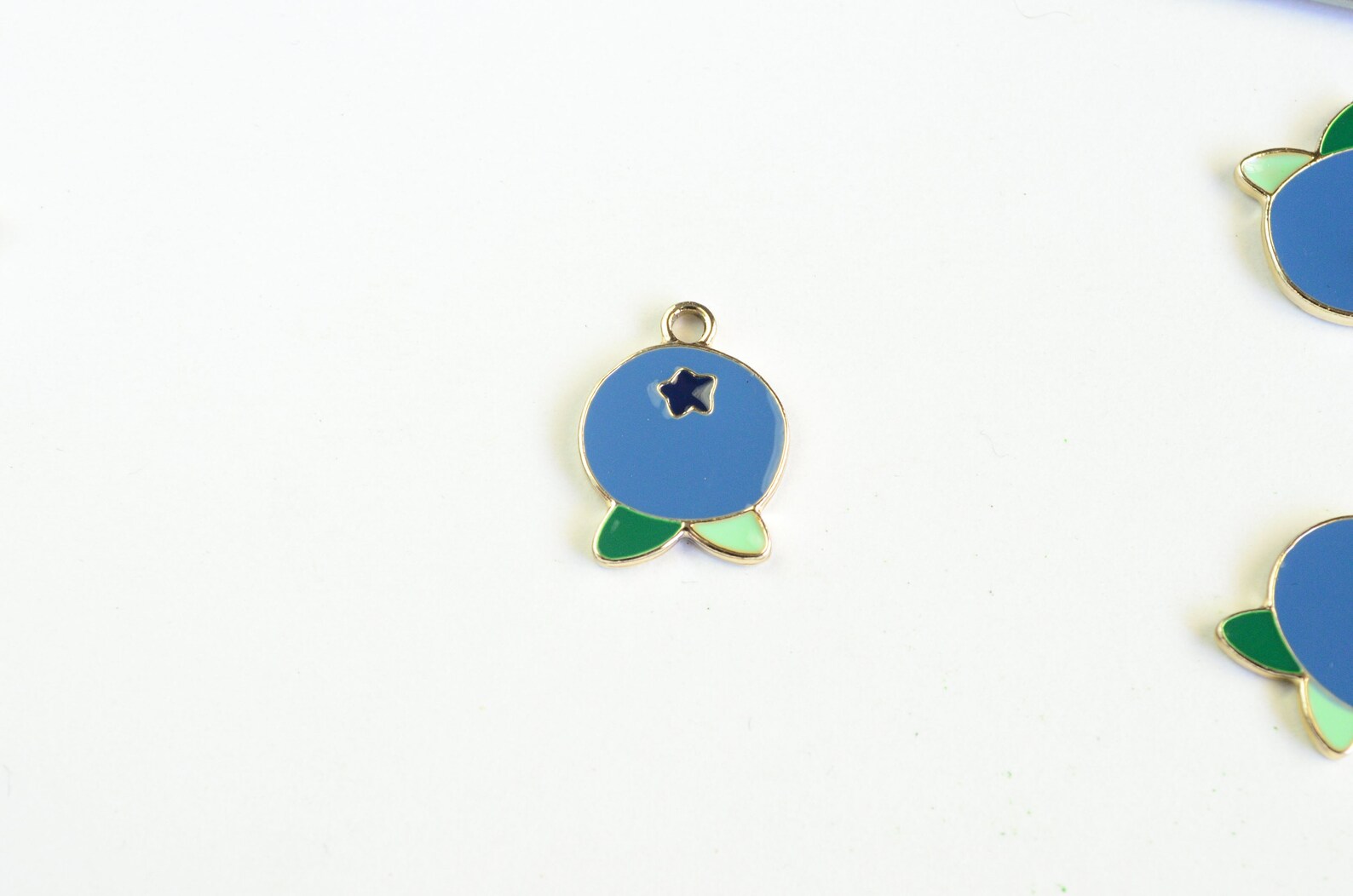 4 Blueberry Charms Blue Enamel Fruit Pendants 18mm X 14mm - Etsy