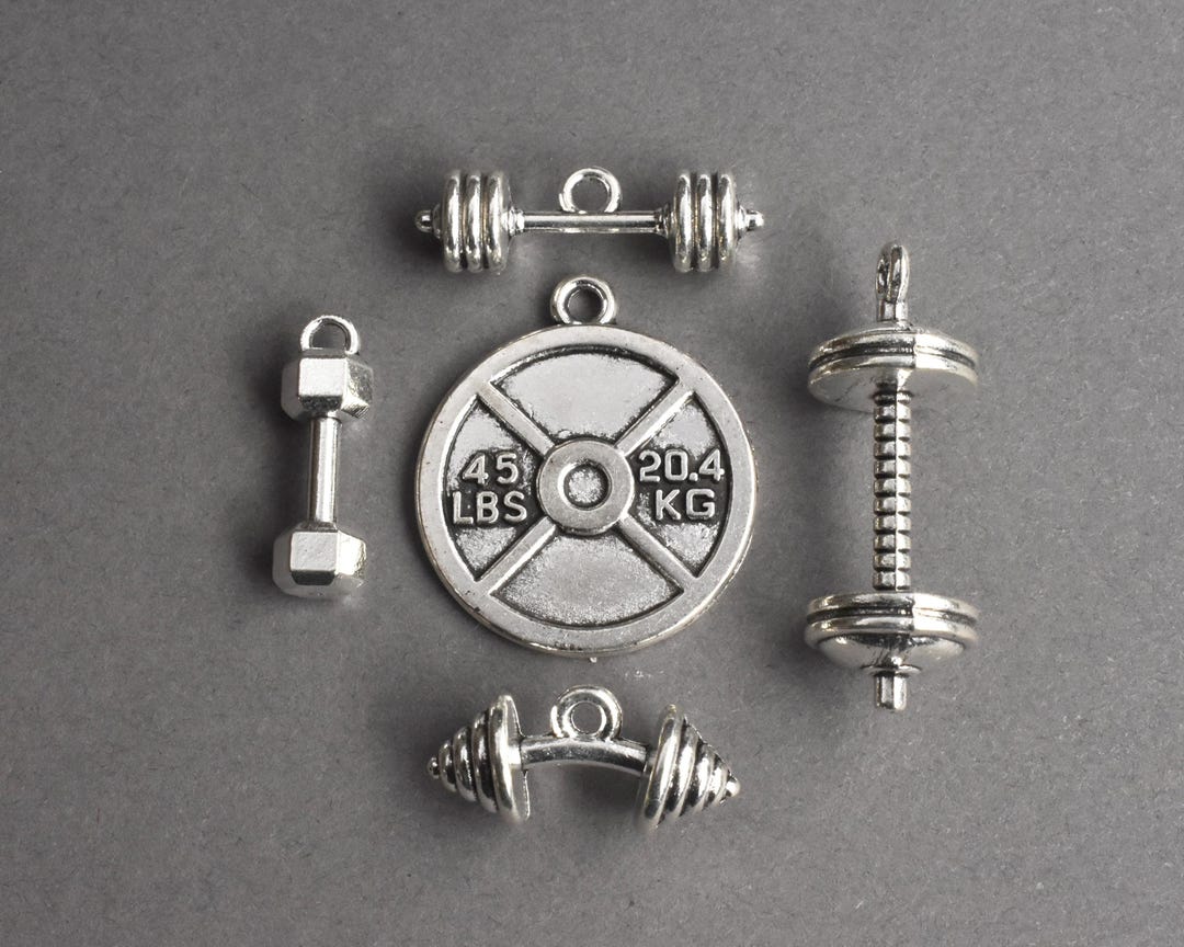 Weightlifting Charm Set, Dumbbell and Barbell Charms, Fitness and Gym ...