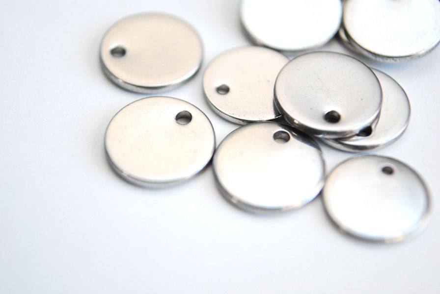 Round Stamping Blank Charms, Stainless Steel Smooth Stamping Blanks 8 ...