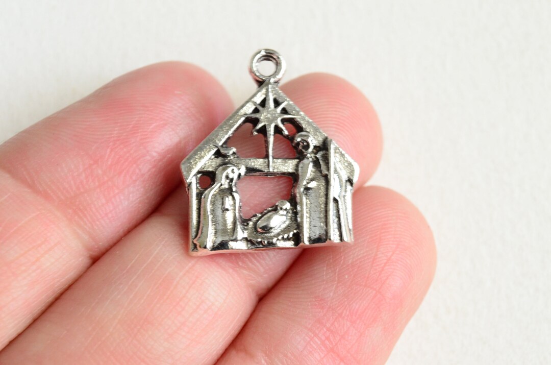 Nativity Charm, Silver Tone Christmas Pendants, 20mm X 17mm - 5 or 25 ...