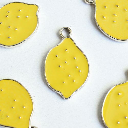Lemon Charms Enamel Gold Toned 20mm X 15mm 4 Pieces - Etsy