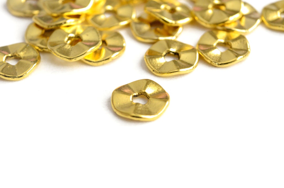 Wavy Spacer Beads Gold Toned Metal Heishi Disc Bead 7mm X - Etsy