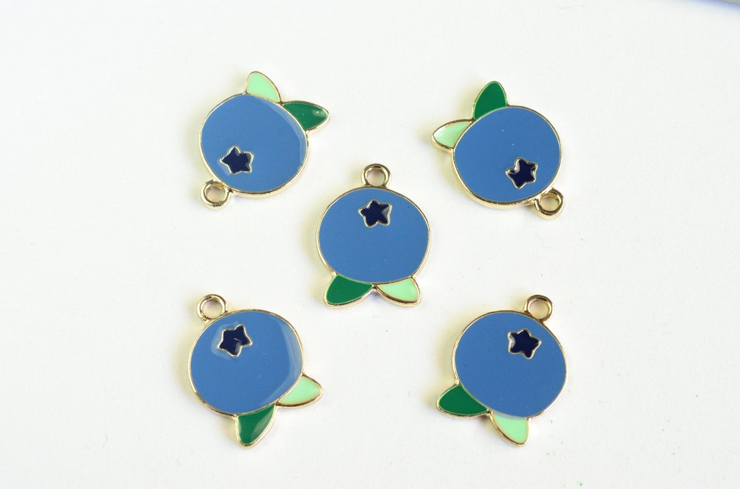 4 Blueberry Charms, Blue Enamel Fruit Pendants, 18mm X 14mm (1332) - Etsy