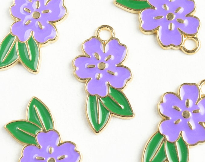 Black Flower Charms, Gold Toned, 14mm X 12mm 5 Pieces 1180 - Etsy