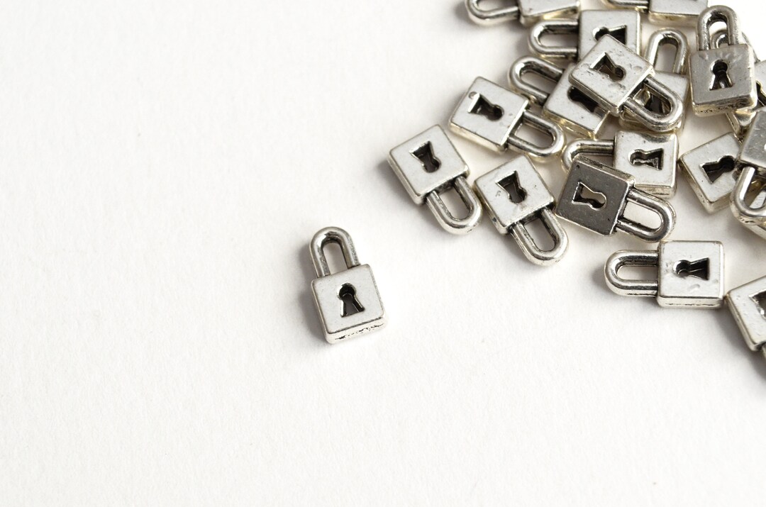 Tiny Pad Lock Charms, Platinum Finish 9mm X 5mm - 10 Pieces (751) - Etsy